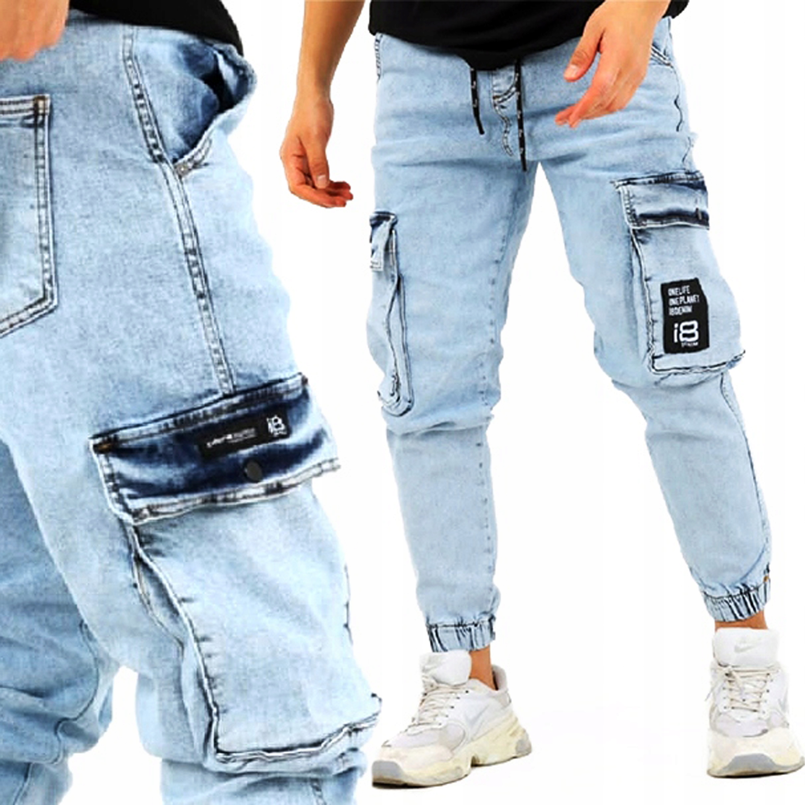 Spodnie Męskie Jeansy Joggery Bojówki Przecierane 13487285662 - Allegro.pl