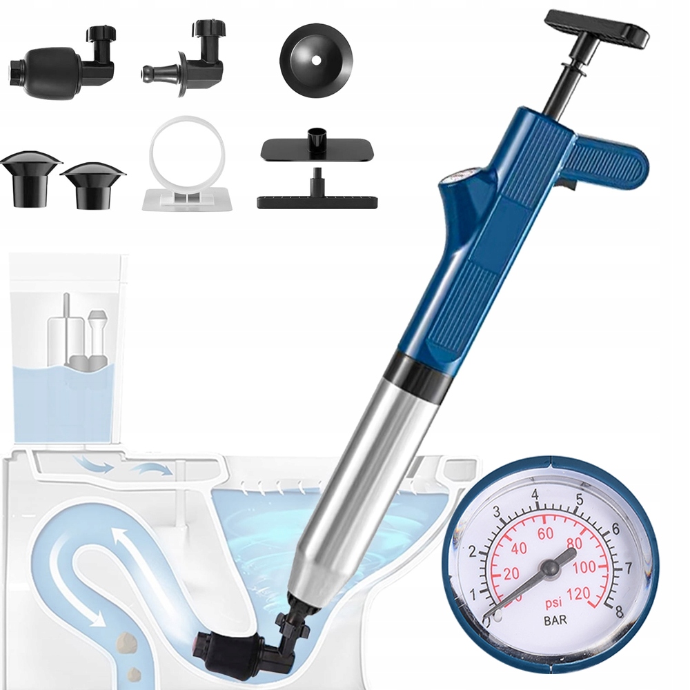 PISTOLET DO UDRAŻNIANIA RUR PRZEPYCHACZ WC TOALET ZLEWU KANALIZACJI ...