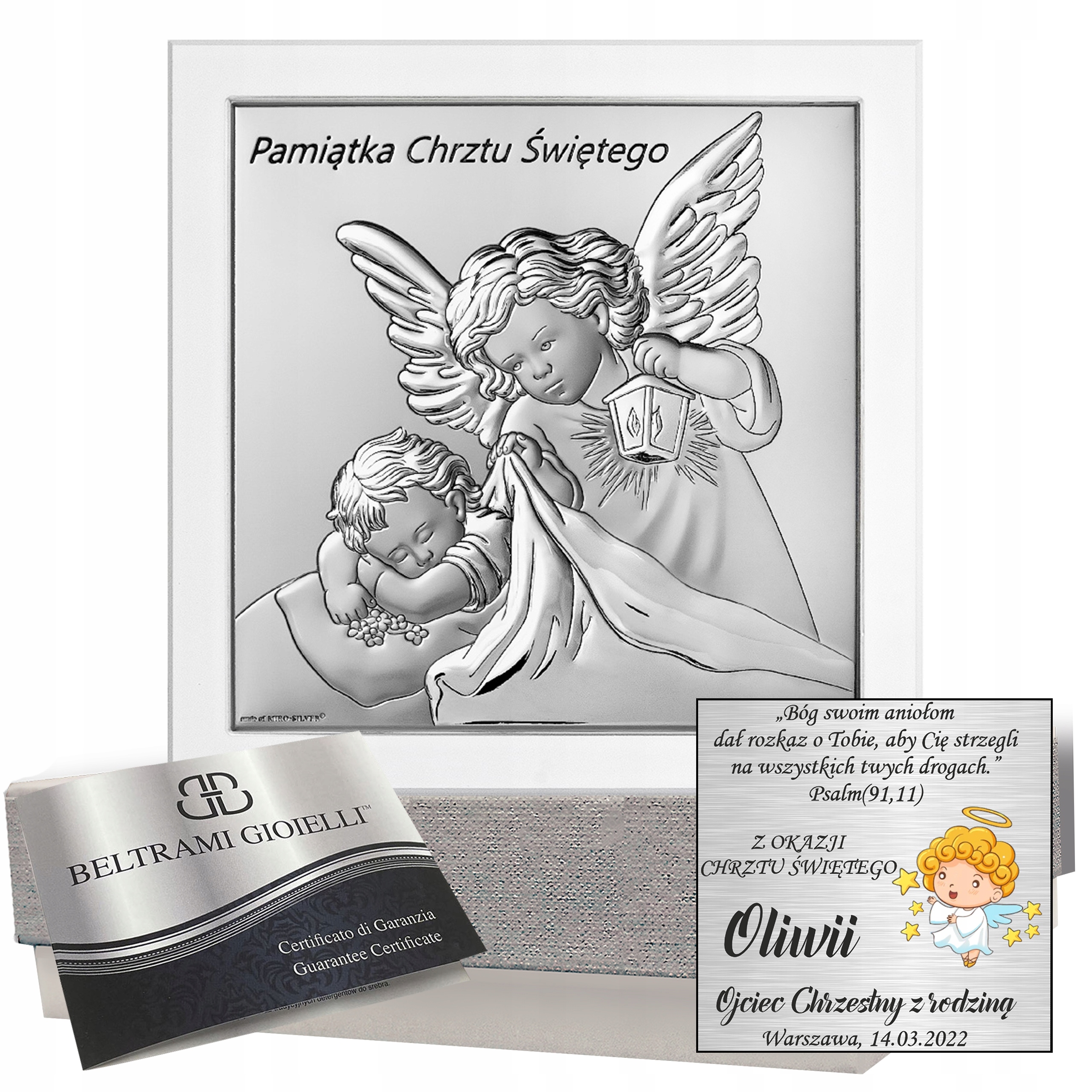 SREBRNY OBRAZEK ANIOŁEK PAMIĄTKA CHRZTU ŚWIĘTEGO • Cena, Opinie ...