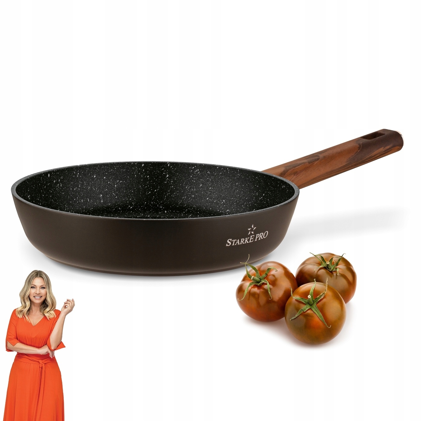 PATELNIA INDUKCJA Gaz NIERDZEWNA SOLIDNA Starke Pro Starlet Brown 24 cm ...