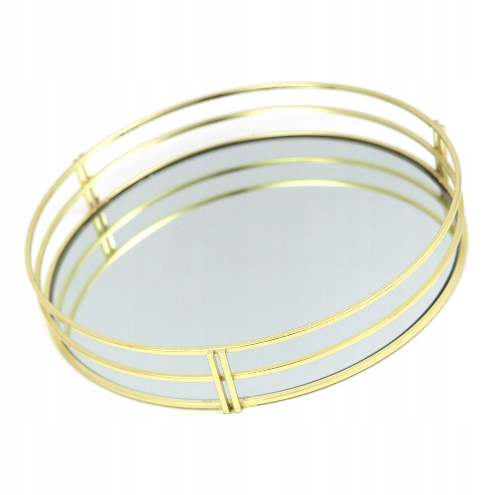 TACA LUSTRZANA ZŁOTA METALOWA 30cm OKRĄGŁA GLAMOUR (5904111002913 ...