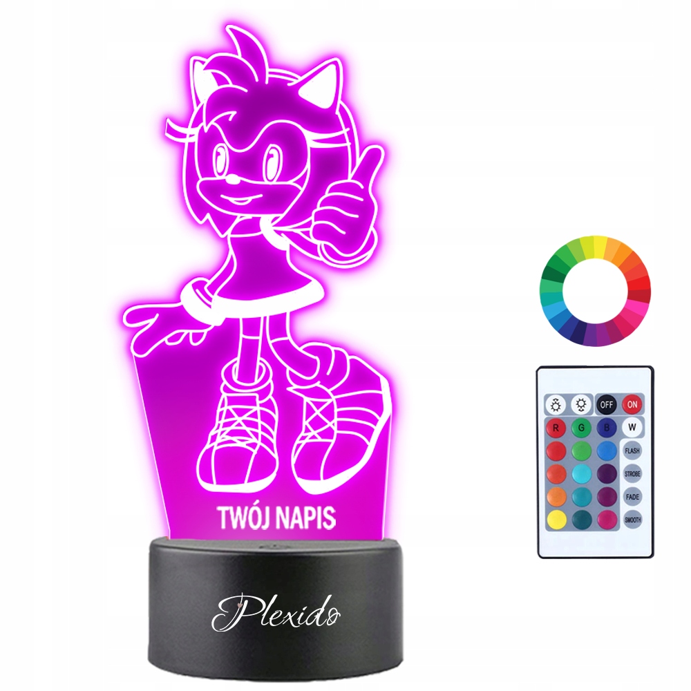 Lampka Nocna 3D LED Sonic Amy Rose Prezent Grawer (5905342822387) • Cena, Opinie • Lampki nocne ...