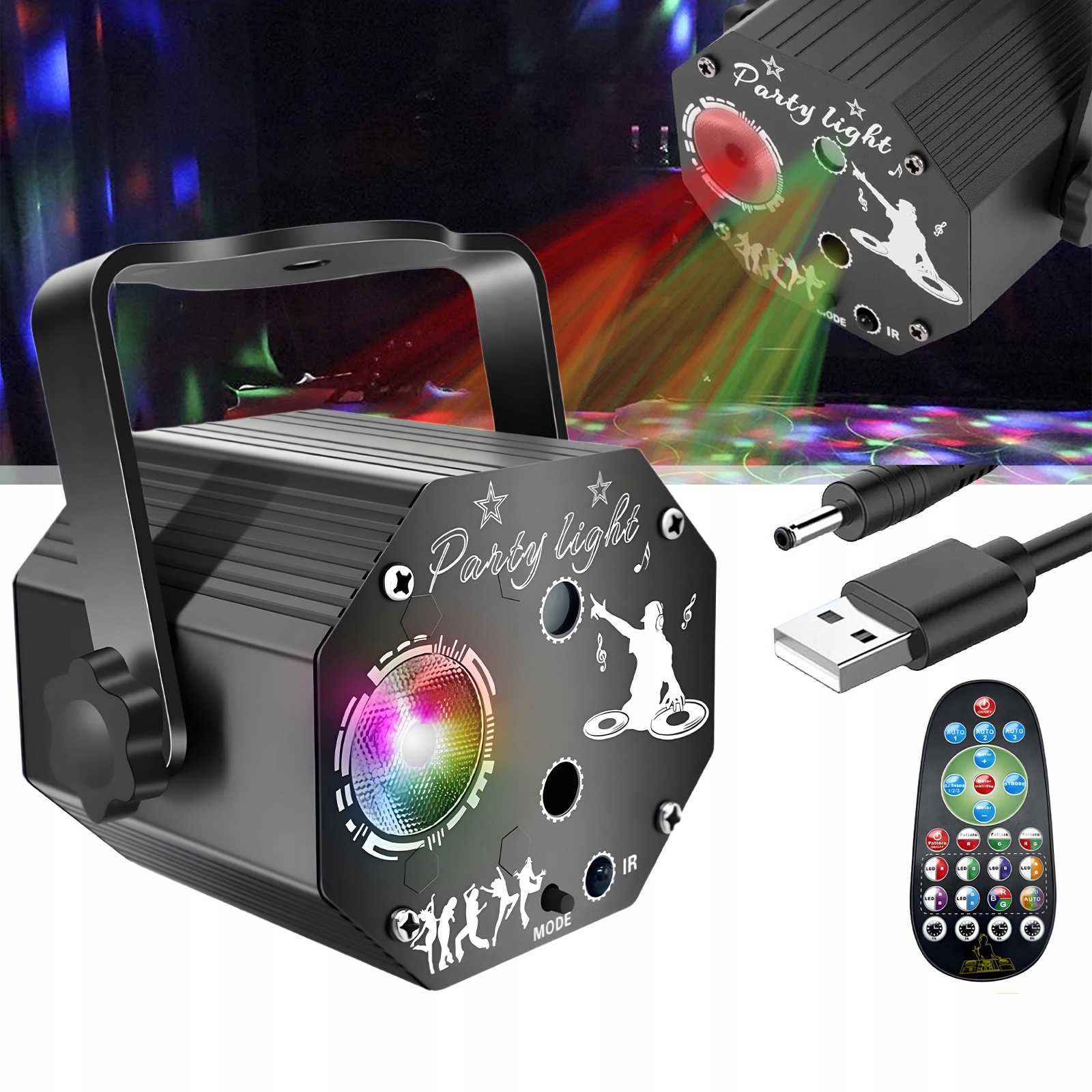 DISKO PROJEKTOR KOULE DISCO REFLEKTOR LASER LED RGB DJ, (6909468447416 ...