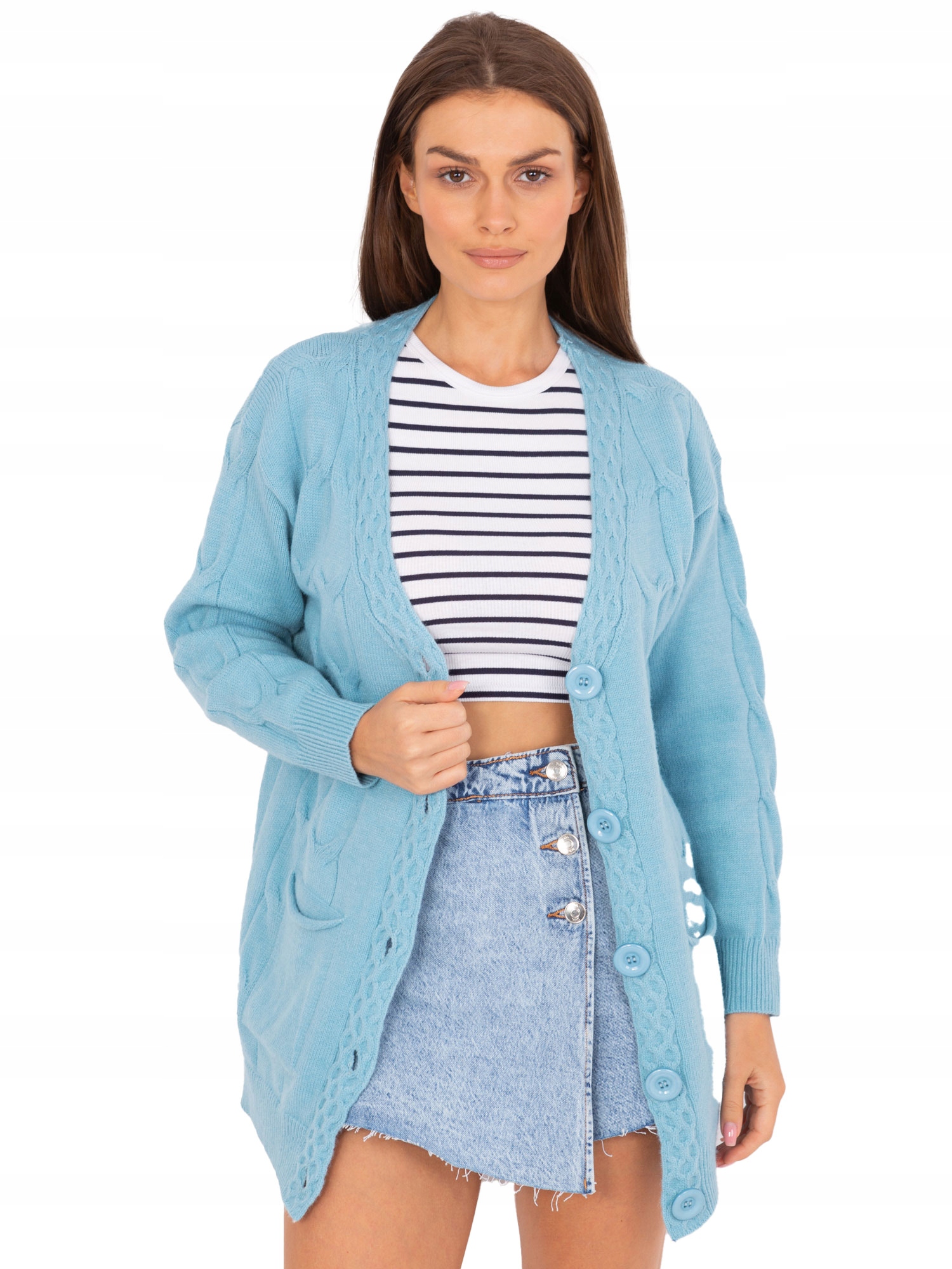 Stylowy Modny SWETER DAMSKI Rozpinany WARKOCZE • Cena, Opinie • Swetry 14288344813 • Allegro