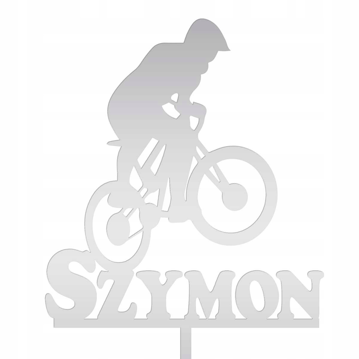 TOPPER NA TORT NAPIS ROWER DOWOLNE IMIĘ SREBRNY • Cena, Opinie ...