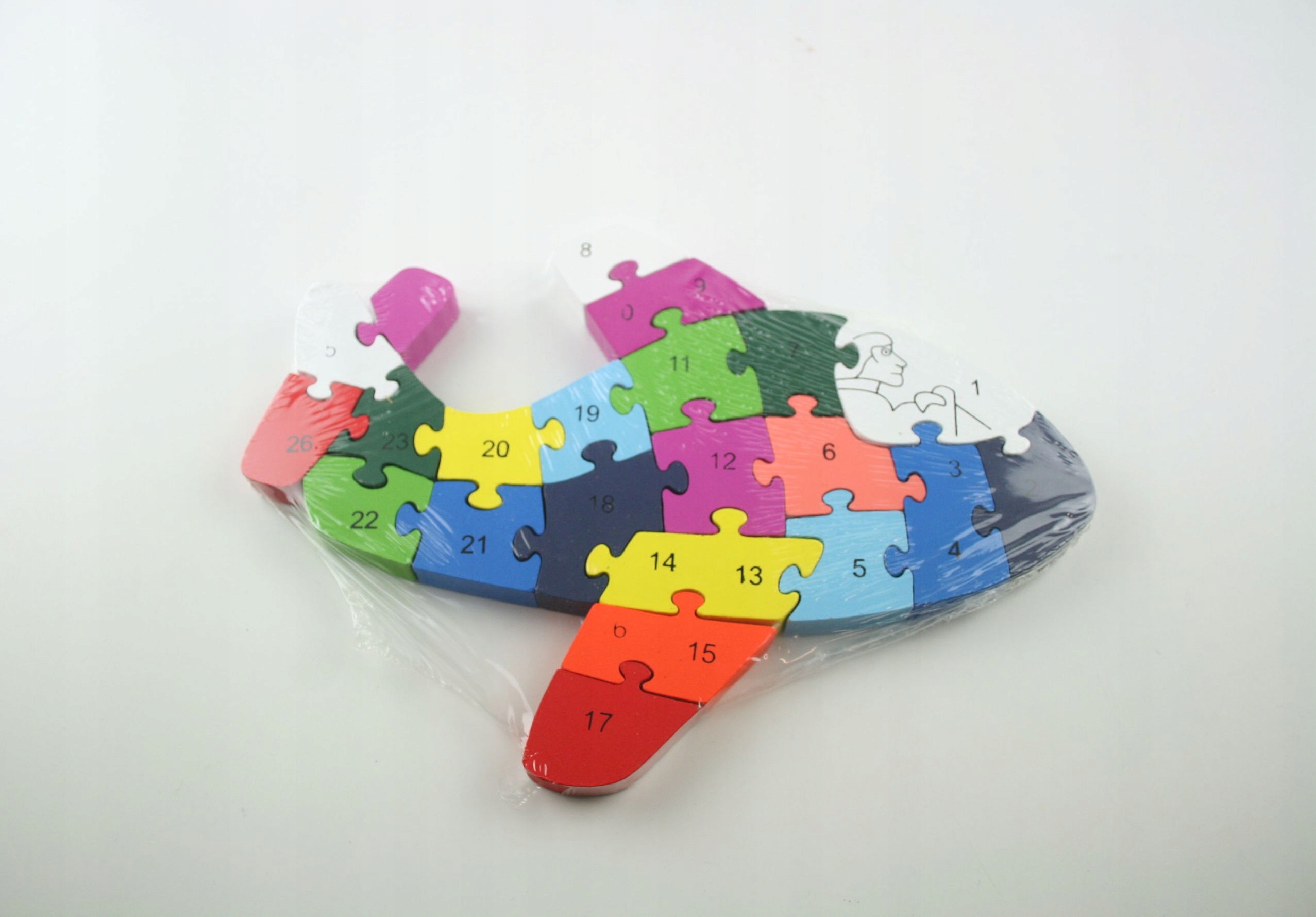 DREWNIANE PUZZLE LITERY CYFRY 3D UKŁADANKA SAMOLOT 12836287723 - Allegro.pl