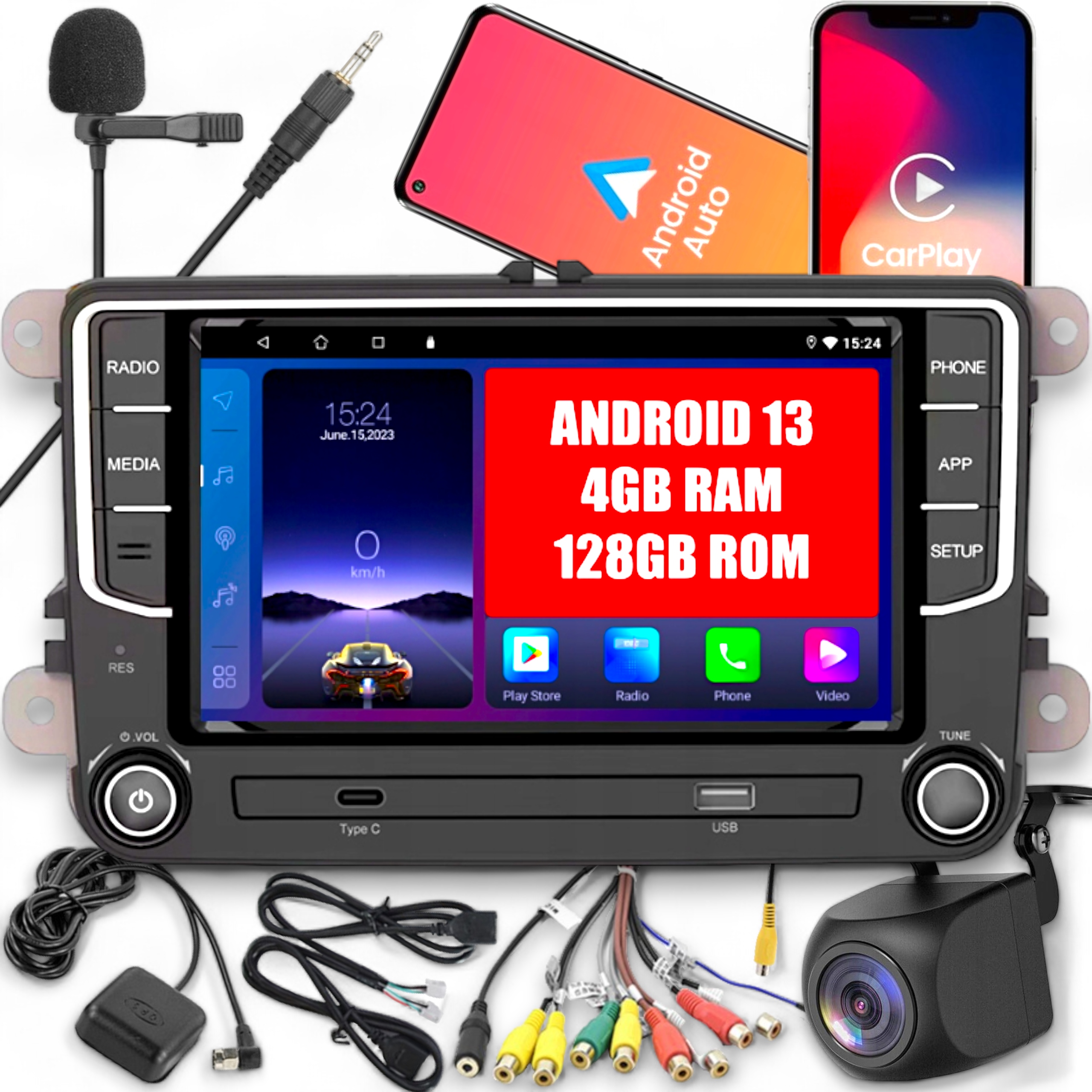 RADIO do VW PASSAT B6 B7 GOLF 5 V 6 VI TIGUAN SKODA SEAT ANDROID CARPLAY - Sklep, Opinie, Cena w ...