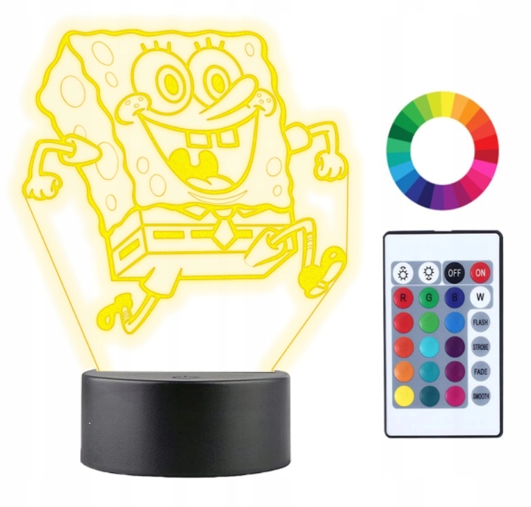 Lampka Nocna 3D Led SPONGEBOB IMIĘ Grawer Prezent 12154241299 - Allegro.pl