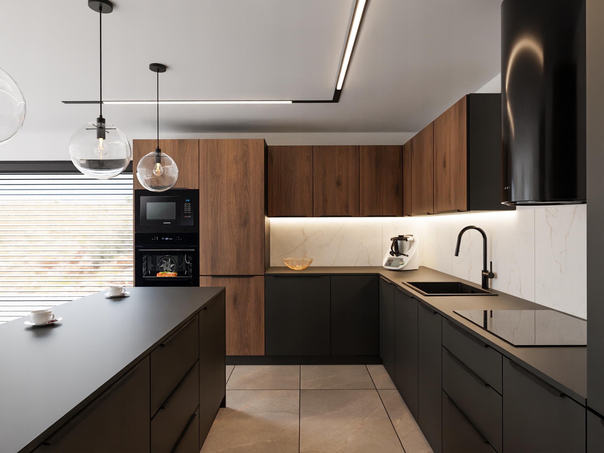 Meble kuchenne pod wymiar Luna kaszmir orzech okapi (112732) • Cena ...