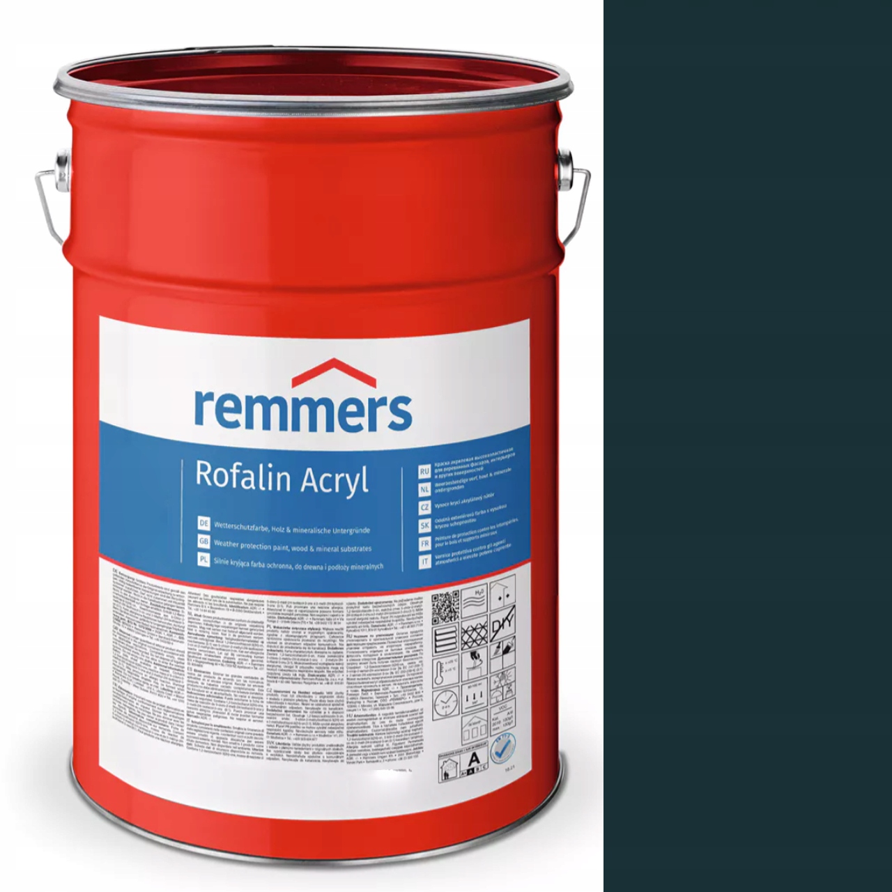 REMMERS ROFALIN ACRYL farba kryjąca DO DREWNA WODNA ANTRACYT RAL 7016 ...
