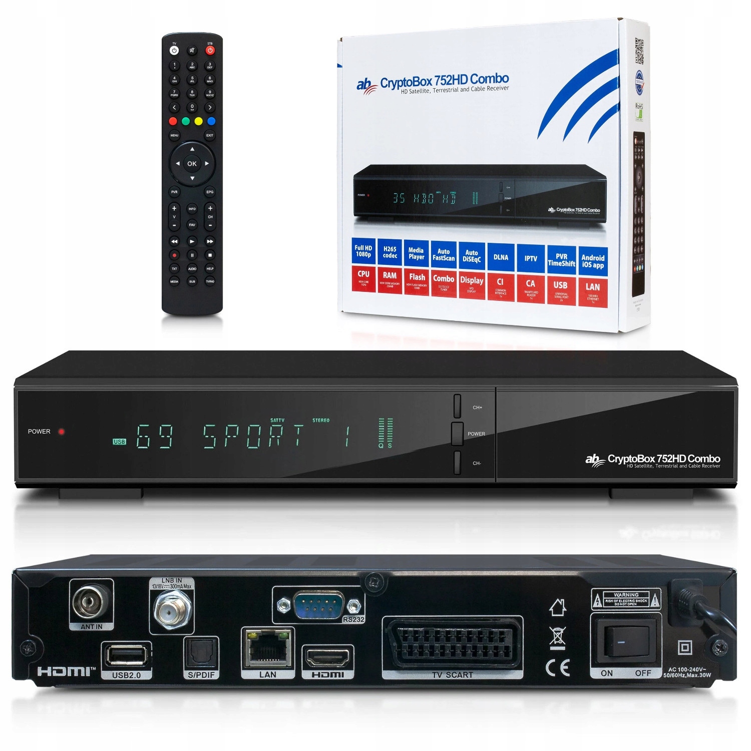 Dekoder DVB-C, DVB-S, DVB-S2, DVB-T, DVB-T2 AB-COM 752HD Combo - Sklep, Opinie, Cena w Allegro