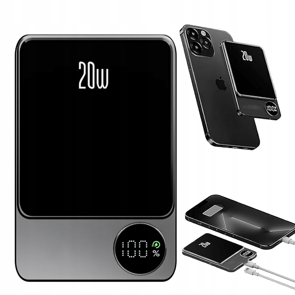 POWERBANK BEZPRZEWODOWY INDUKCYJNY 5000mAh 20W USB-C MINI MAGSAFE ...