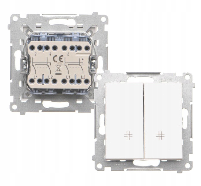 Simon 55 ŁĄCZNIK KRZYŻOWY PODWÓJNY 10AX BIAŁY MAT (TW7/2.01/111) • Cena ...