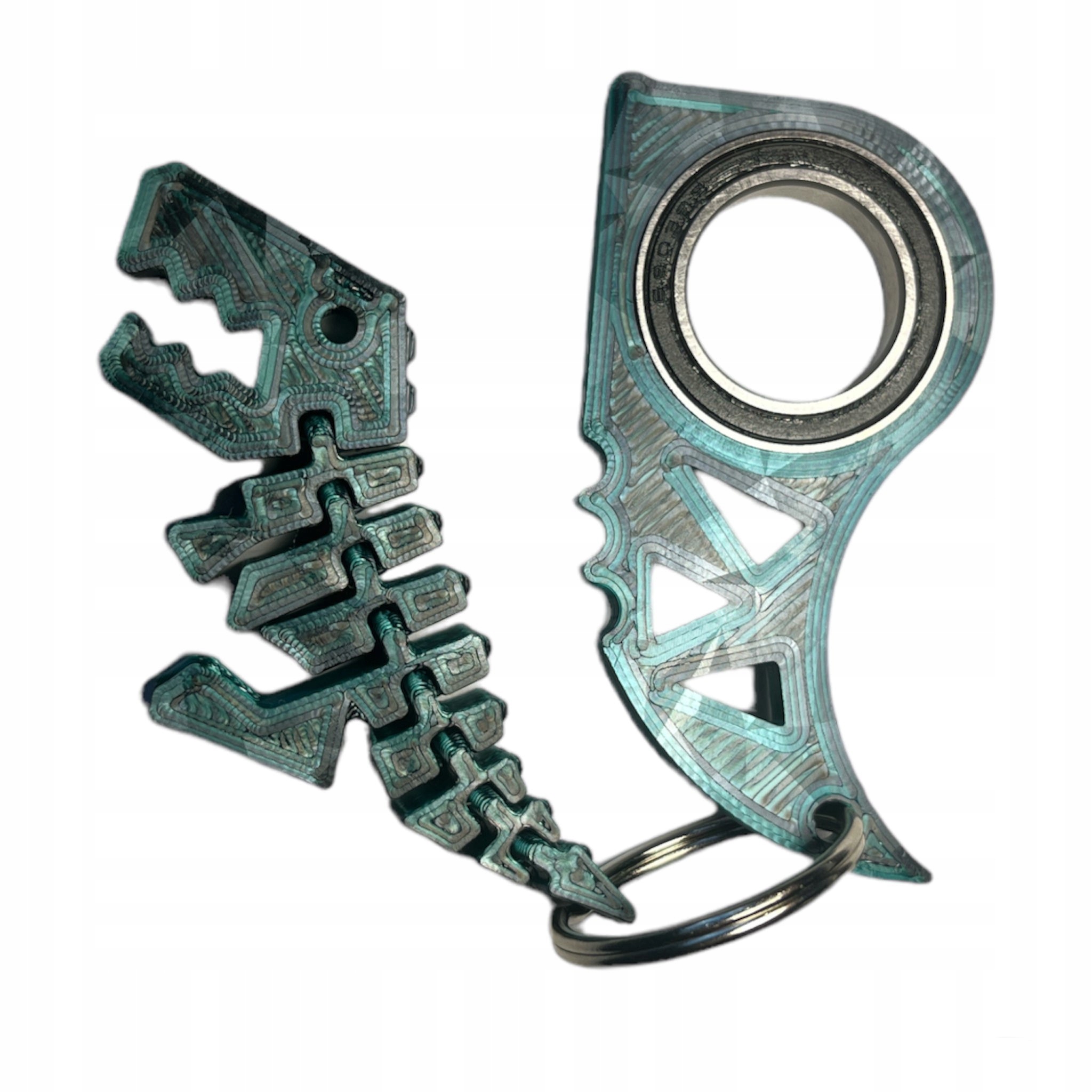 Brelok KEYRAMBIT + DINUS REX KEYSPINNER karambit key spinner ...