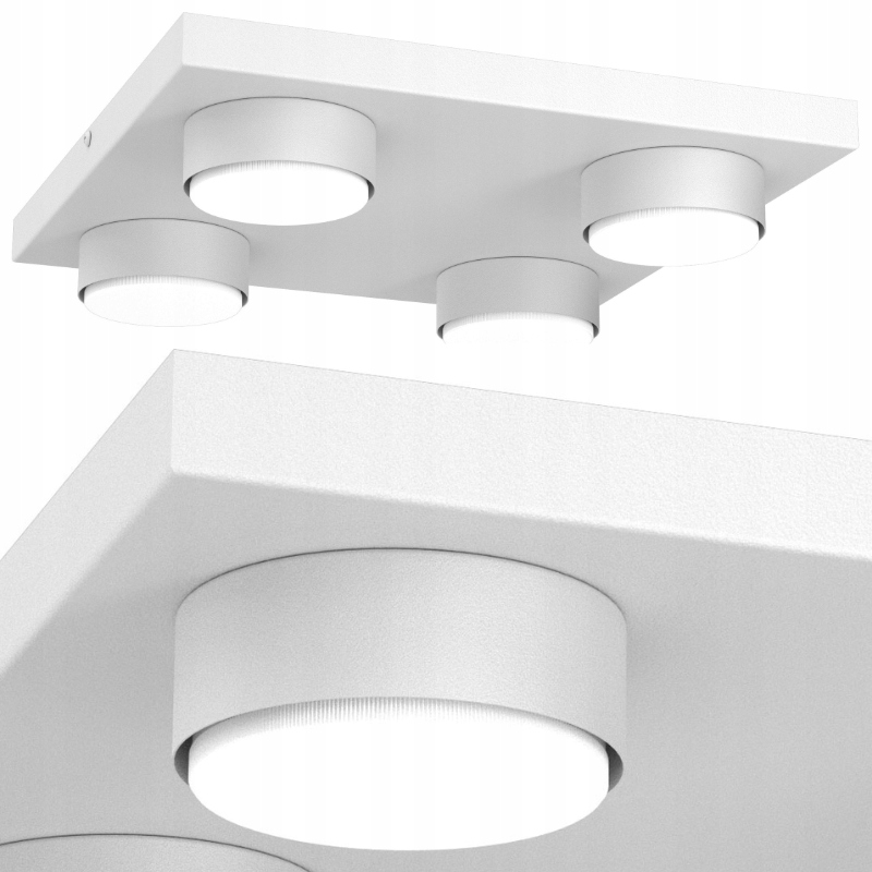 LAMPA SUFITOWA PLAFON NOWOCZESNA DO SALONU LED GX53 KWADRAT BIAŁA ...