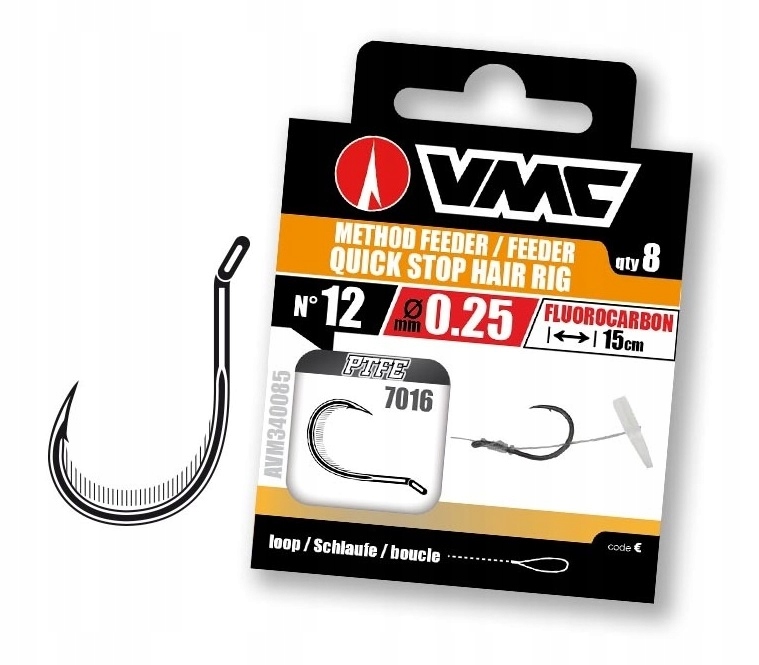 MF QUICK STOP HAIR RIG - Nr 12/0,25mm/15cm Fluorocarbon - VMC - 8szt. • Cena, Opinie - Allegro