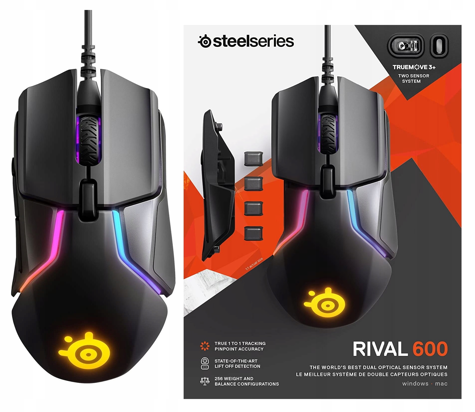 Mysz SteelSeries Rival 600 TrueMove3+ 12000dpi RGB - Sklep, Opinie, Cena w Allegro