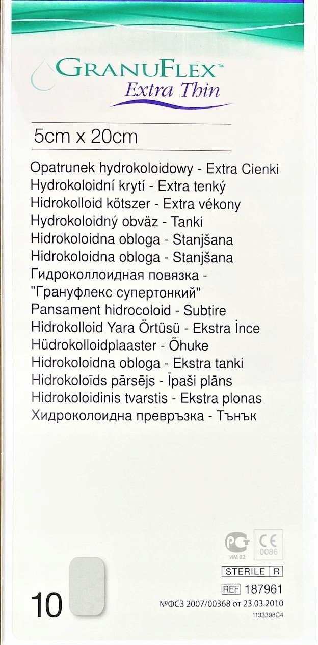 Opatrunki hydrokoloidowe Convatec Granuflex Extra Thin 5x20 cm 10 sztuk ...