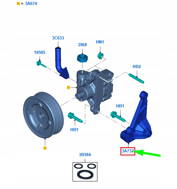 Ford Ranger T6 Mk1 Power Steering Pump Bracket 1720896 Ab39-3C631-Aa za ...
