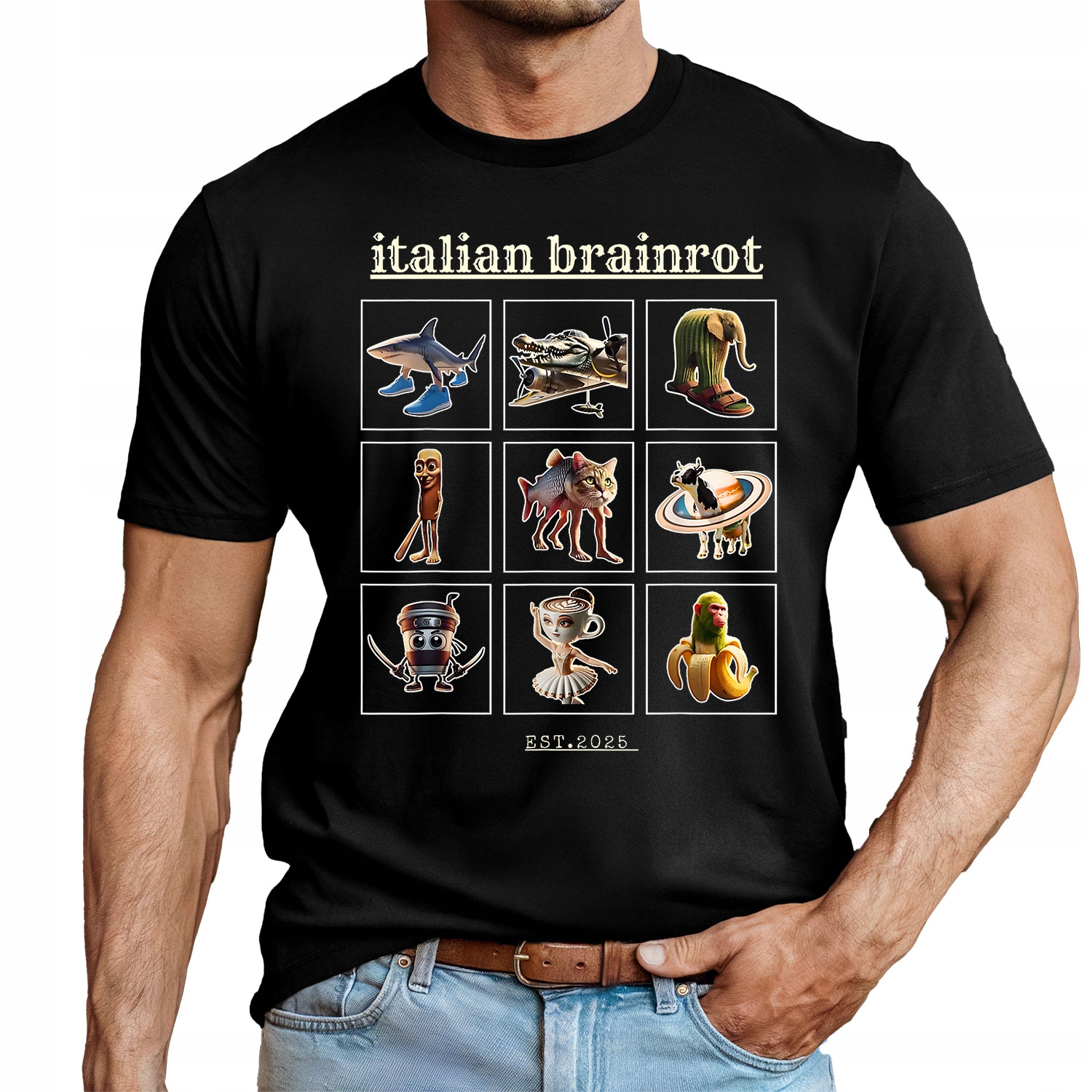 ITALIAN BRAINROT KOSZULKA TRALALERO TRALALA MEME BOMBARDIRO MĘSKA M ...