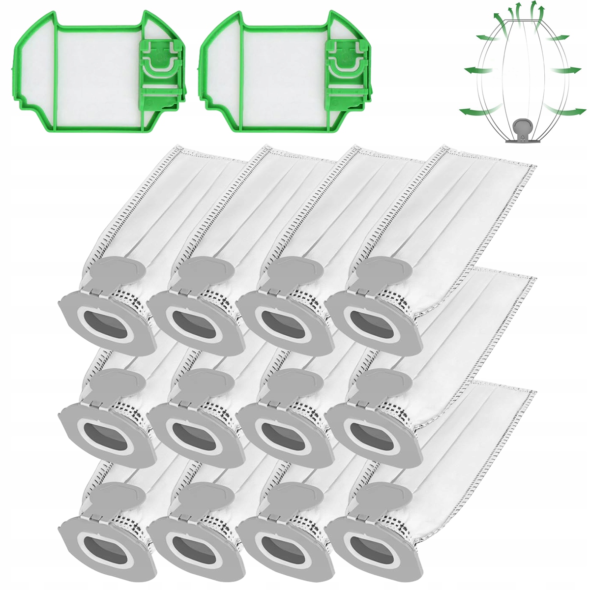 12 db DO WORKI FP7 VORWERK KOBOLD VK7 porzsák + 2 szűrő, (4048889770337 ...