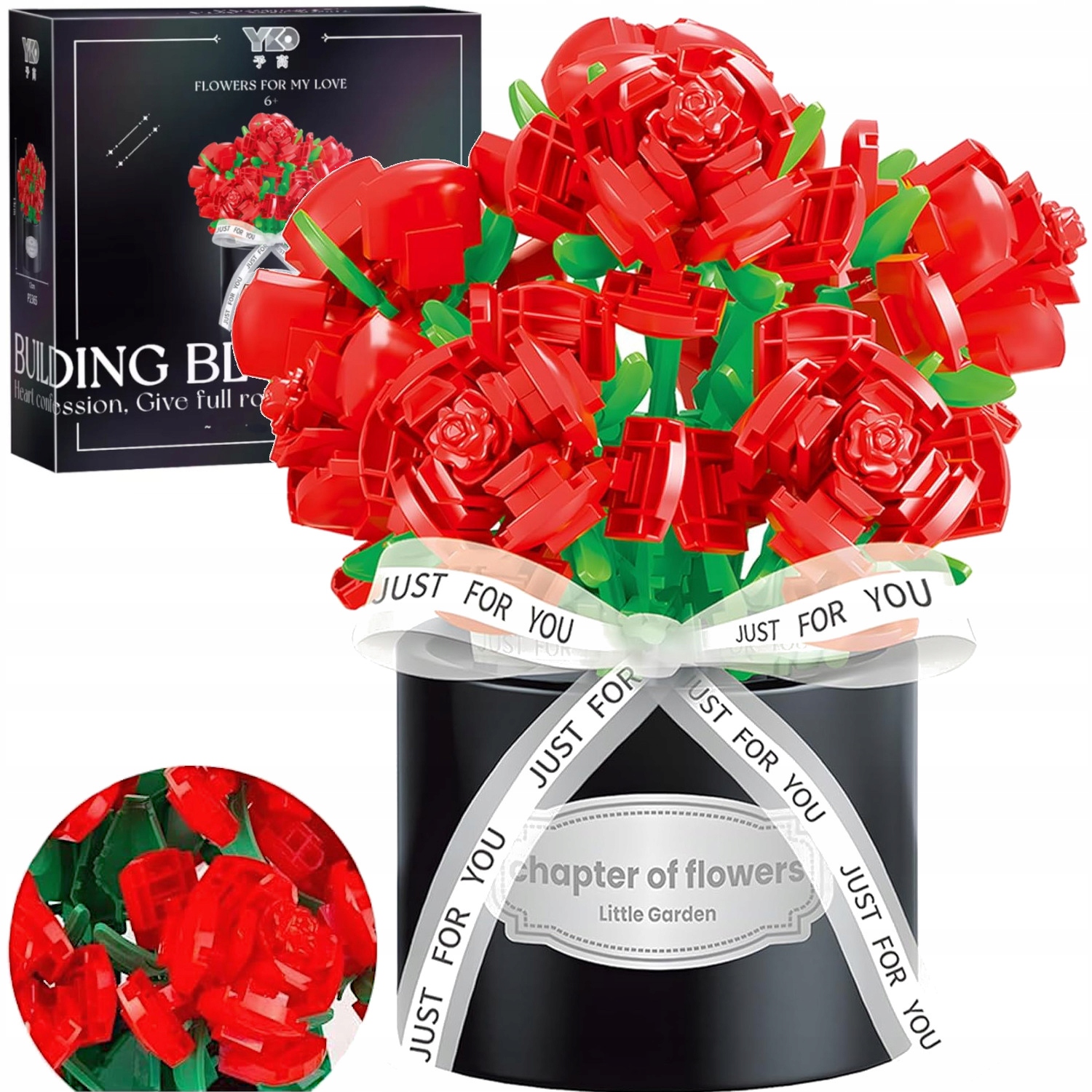 KLOCKI WIECZNE KWIATY RÓŻE KONSTRUKCYJNE BUKIET RÓŻ FLOWER BOX PREZENT ...