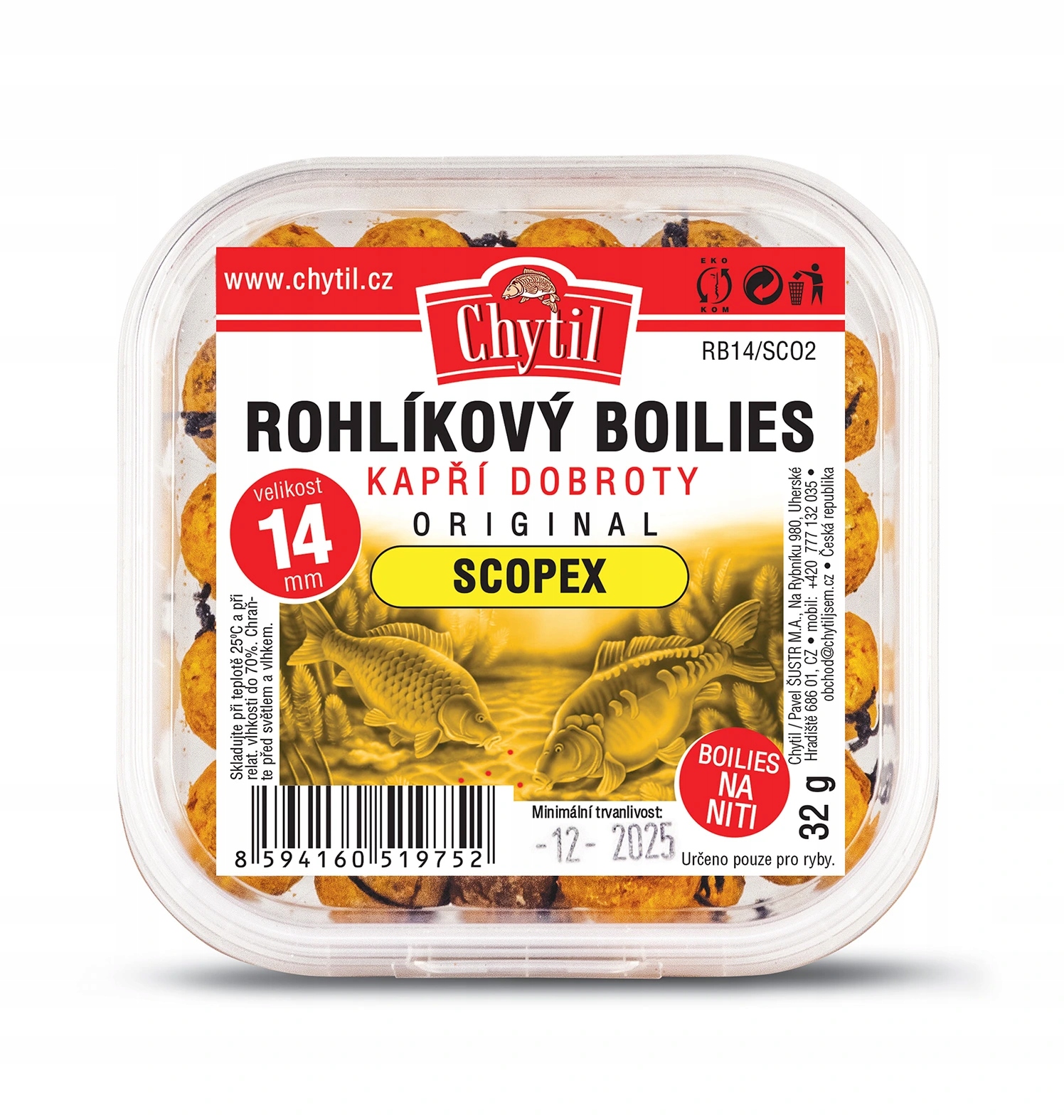 CHYTIL Rožkový boilies 14 mm, 32 g Príchuť Natur za 4.63EUR - Allegro