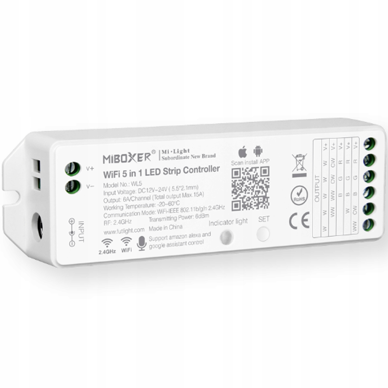 Miboxer WL5 Sterownik do taśm LED TUYA WIFI 5w1 RGB RGBW RGB+CCT ...