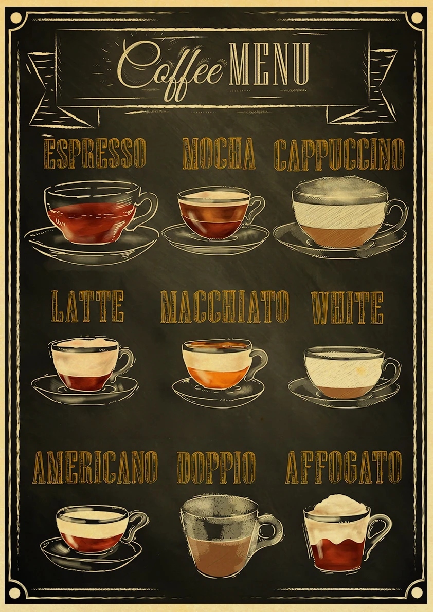 40x60 Obraz plakat Retro ściana kawy dekoracja sklepu Menu kawy styl ... 40x60 Obraz plakat Retro ściana kawy dekoracja sklepu Menu kawy styl ...