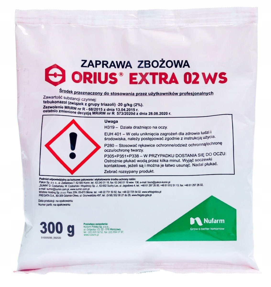 Orius Extra 02WS 300 g ZAPRAWA do NASION proszkowa (zaprawa zbożowa ...