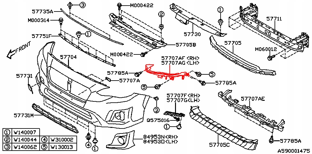 57707FL000 - SUBARU IMPREZA 17-КРОНШТЕЙН СЛАЙД БАМПЕР ДЕРЖАТЕЛЬ купити ...