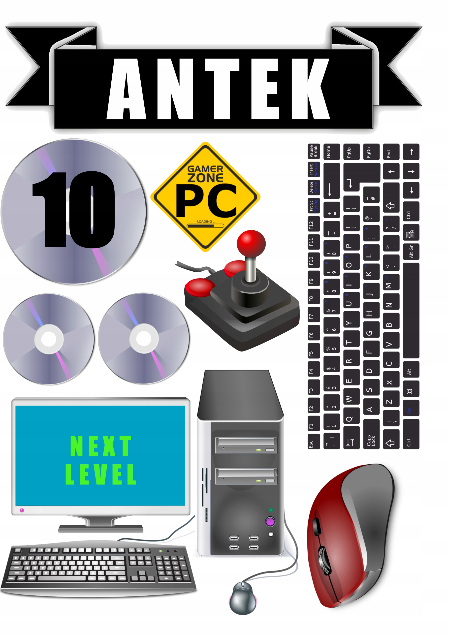 OPŁATEK NA TORT URODZINOWY KOMPUTER GRACZ PC GRY GAME OVER LEVEL PLAYER ...