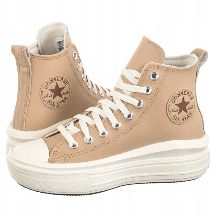 Buty Trampki na Platformie Damskie Converse CTAS Move Hi Warm Beżowe ...