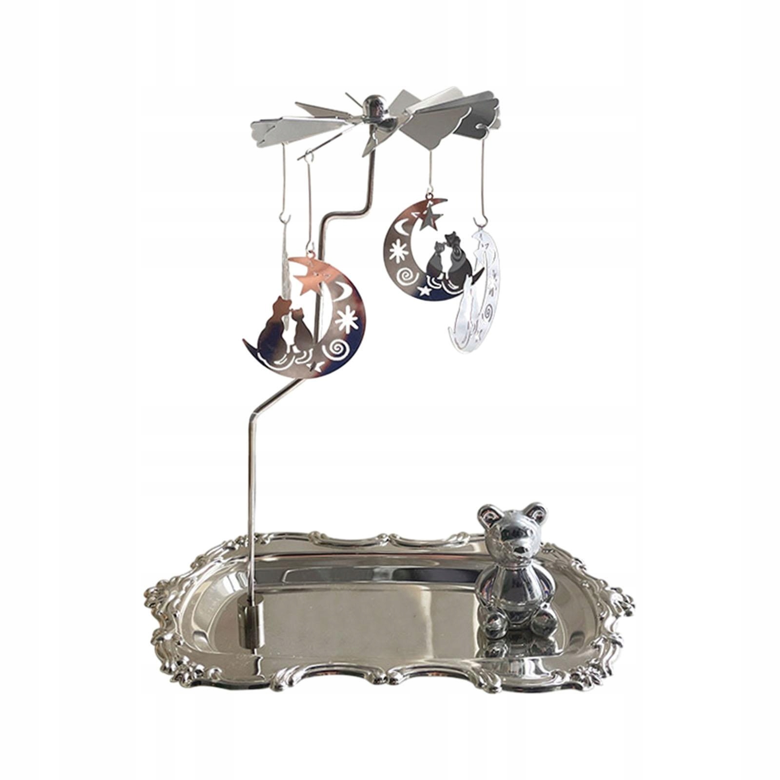 Rotating Candle Holder with Tray for Holiday Valentines Day silver cat ...