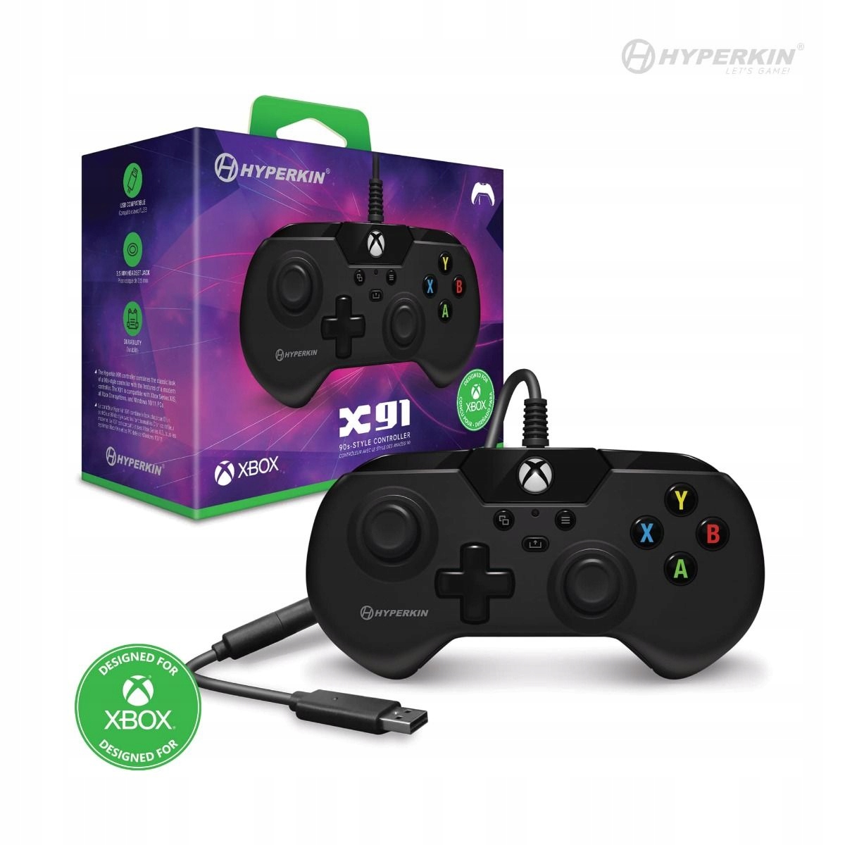 Gamepad Kontroler przewodowy Hyperkin X91 Wired Controller Czarny do ...