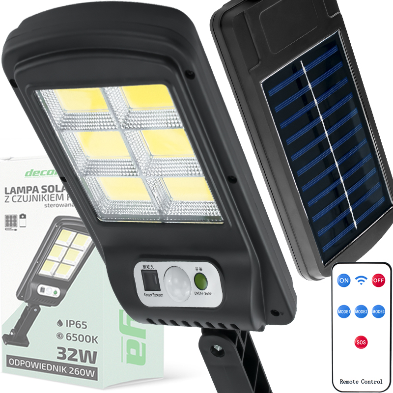 OŚWIETLENIE ZEWNĘTRZNE OGRODOWE MOCNA LAMPA SOLARNA LED ULICZNA COB PILOT (5904194684952) • Cena ...