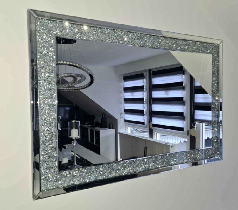 prostokątne lustro glamour z kryształkami 120x80 (brak) • Cena, Opinie ...