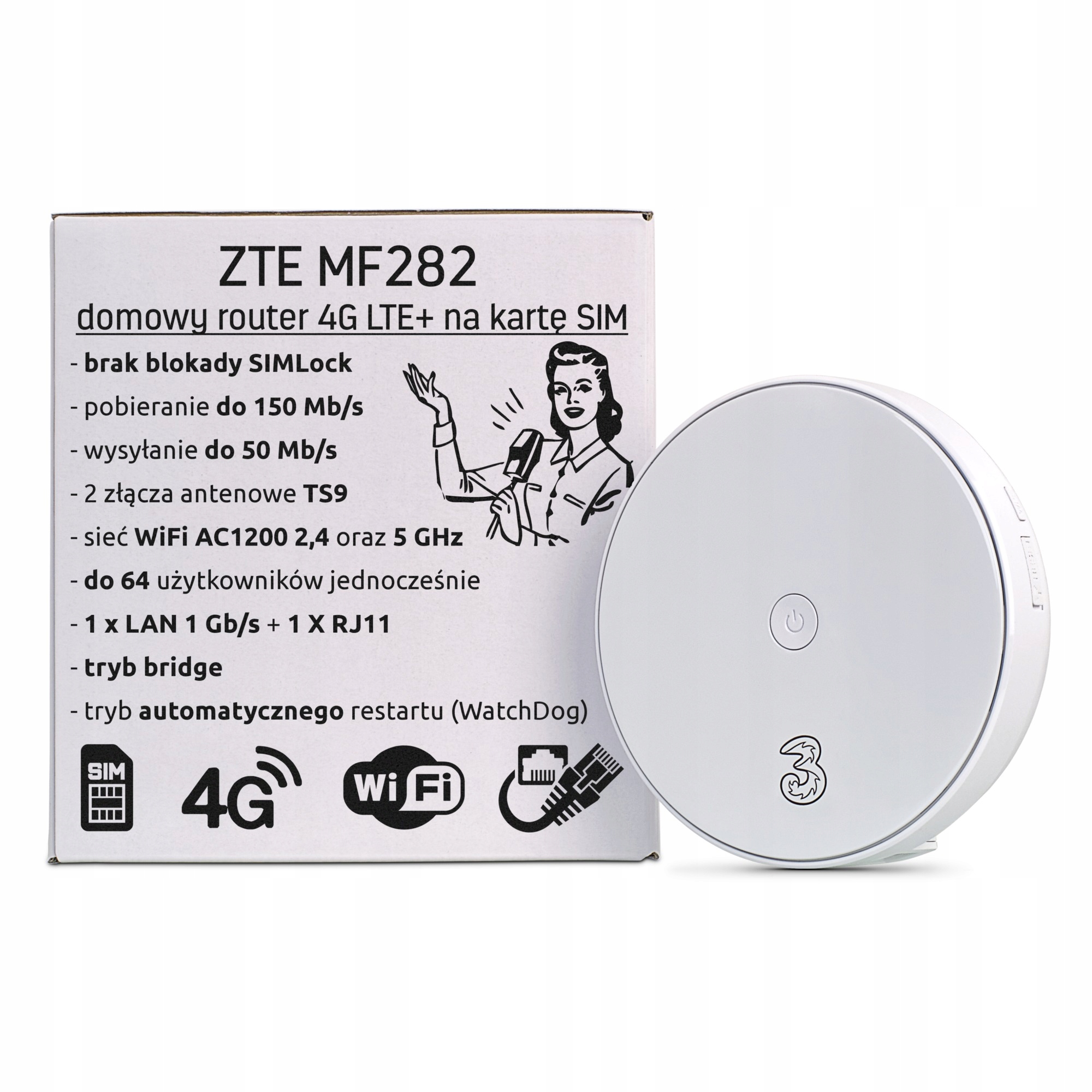 ZTE MF282 Modem Router SIM WiFi 4G LTE Kartę SIM OpenWRT WireGuard ...