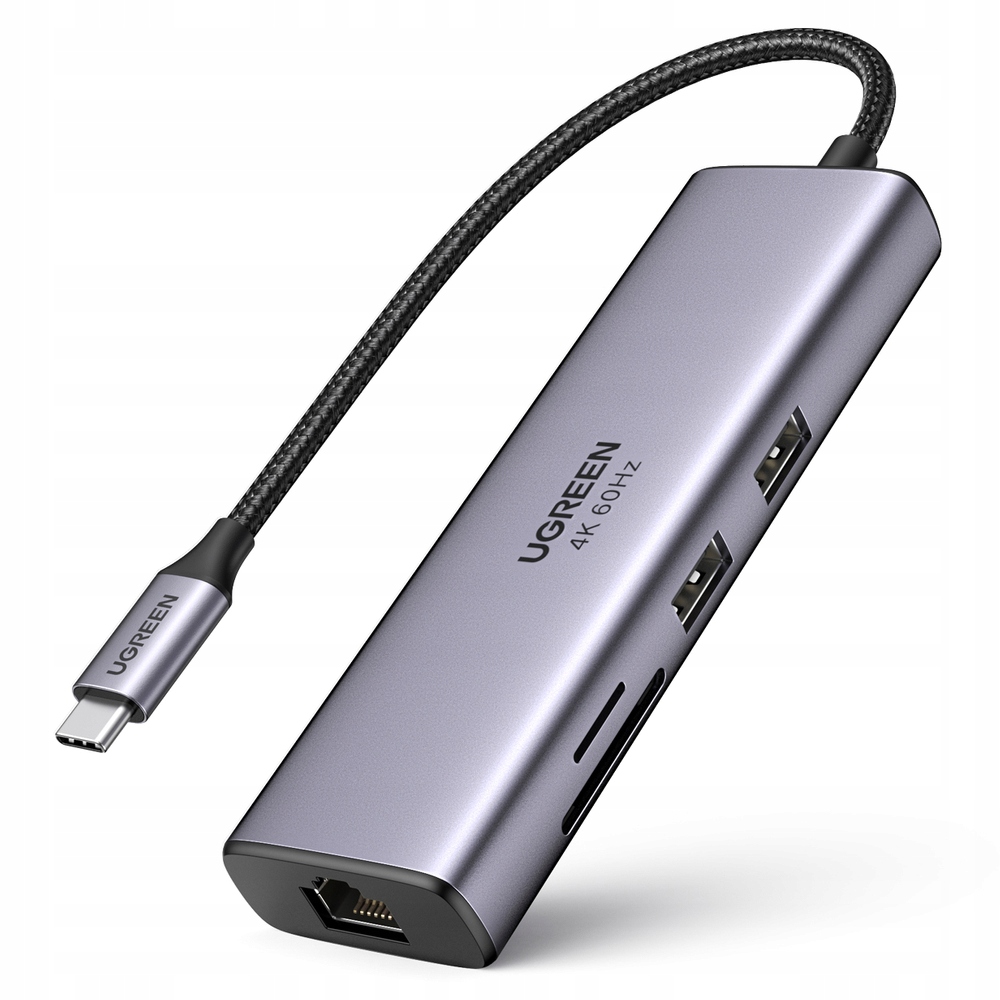 UGREEN ADAPTER HUB USB-C 2x USB HDMI SD USB-C RJ45 1Gbps - PRZEJŚCIÓWKA ...