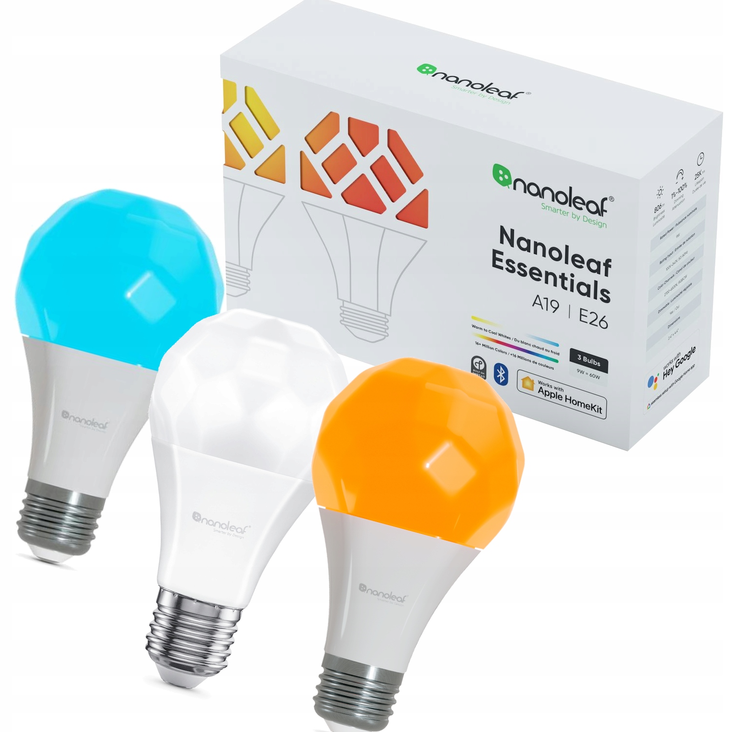 Nanoleaf Essentials Smart Bulbs sada 3 žárovek RGB E27 Thread BT LED za ...