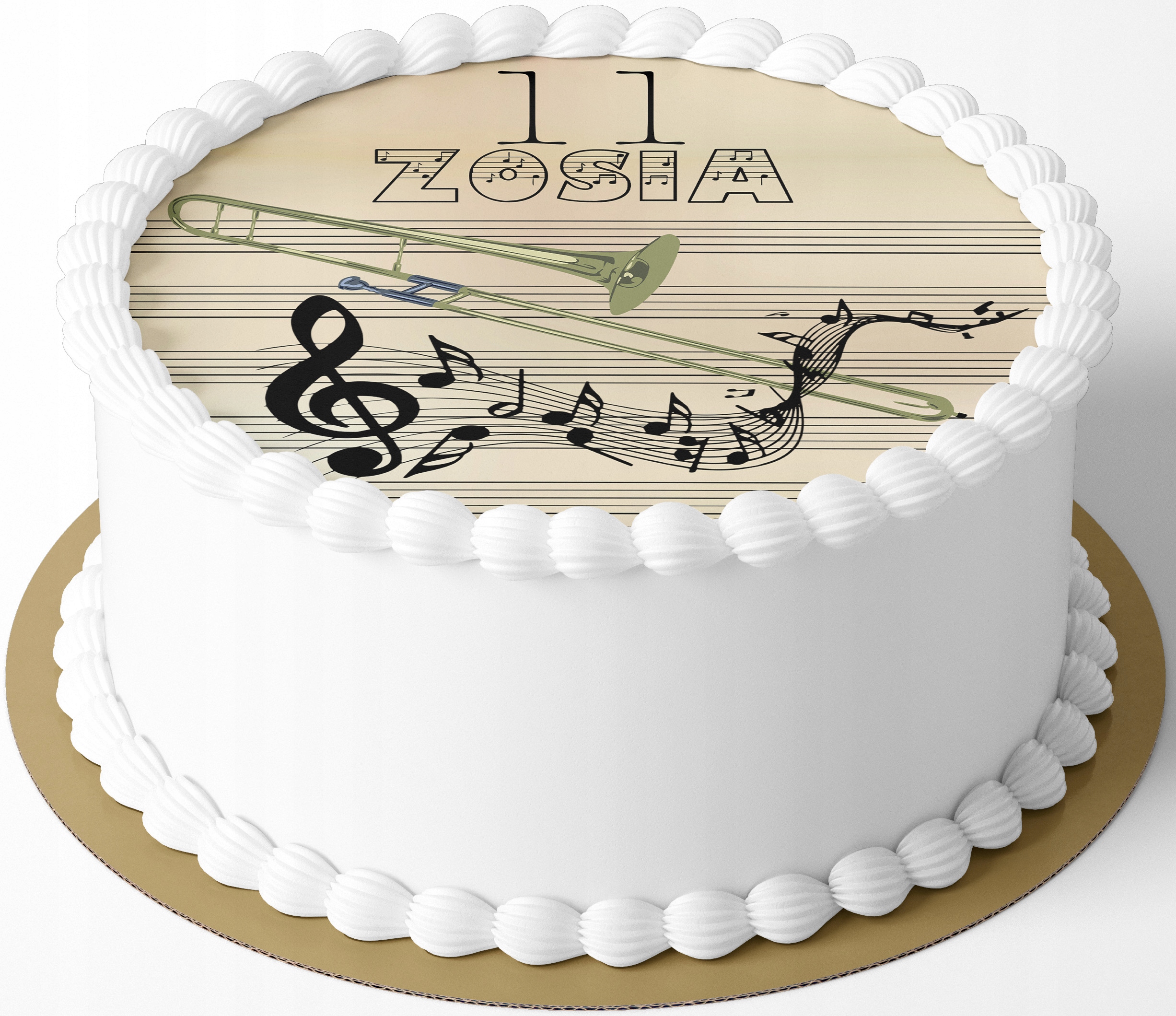 PAPIER WAFLOWY OPŁATEK PUZON TROMBONE INSTRUMENT MUZYK MUZYKA URODZINY 20cm (5906146210110 ...