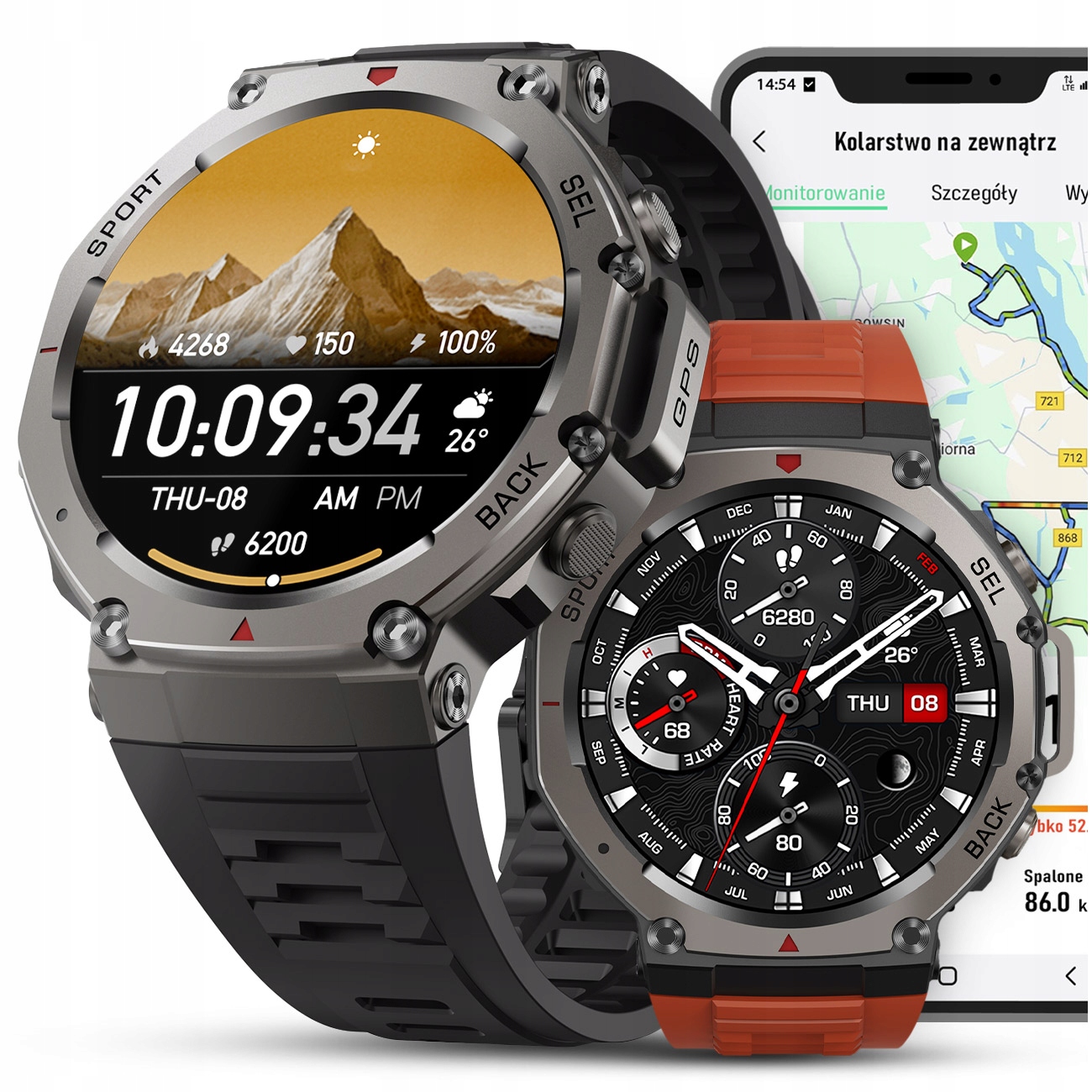 ZEGAREK SMARTWATCH MĘSKI WODOODPORNY ROZMOWY MENU PL SPORT GPS SMART WATCH - Sklep, Opinie, Cena ...