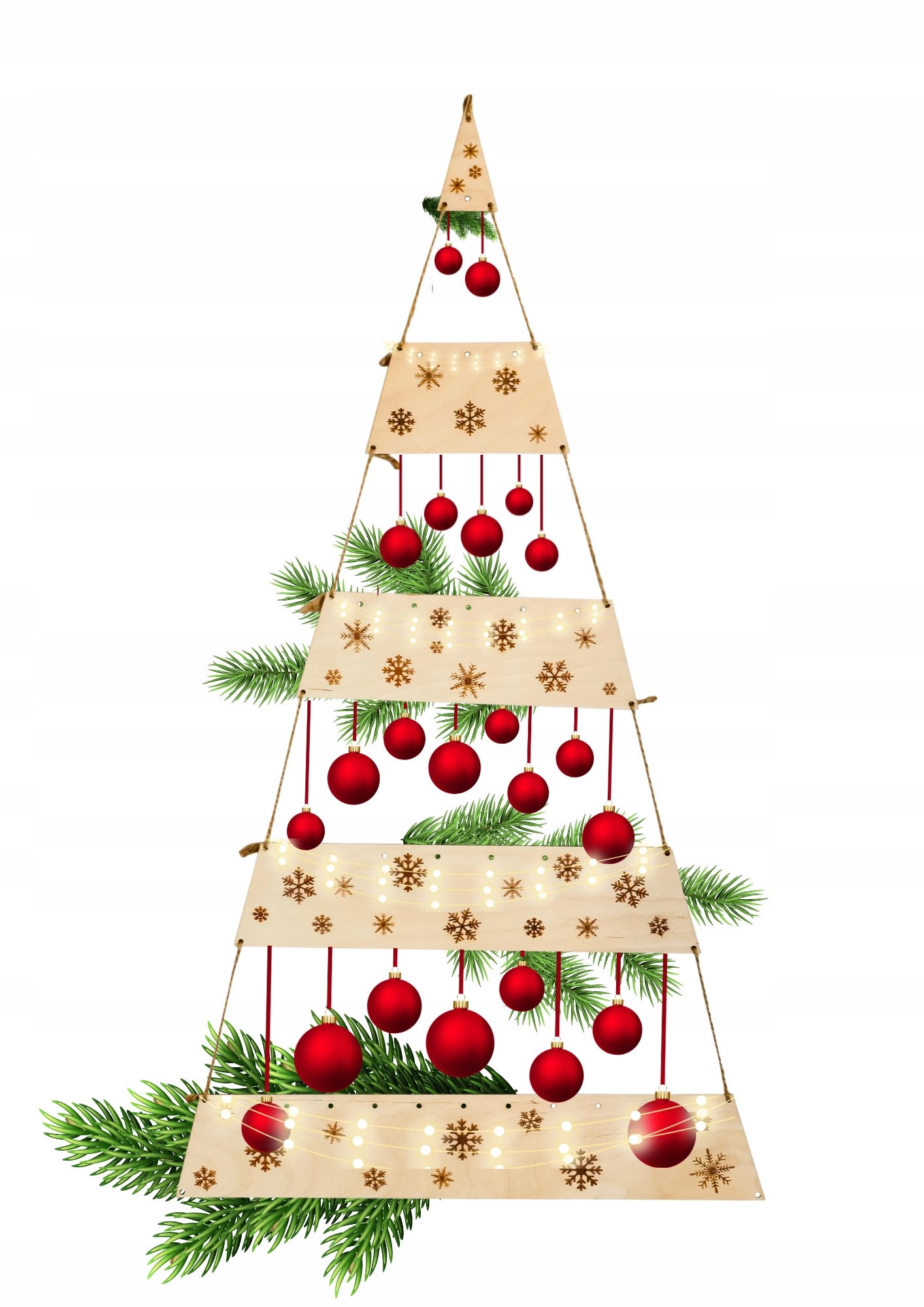 Choinka Drewniana wisząca na ścianę Ozdoba Święta (choinka ścienna ...