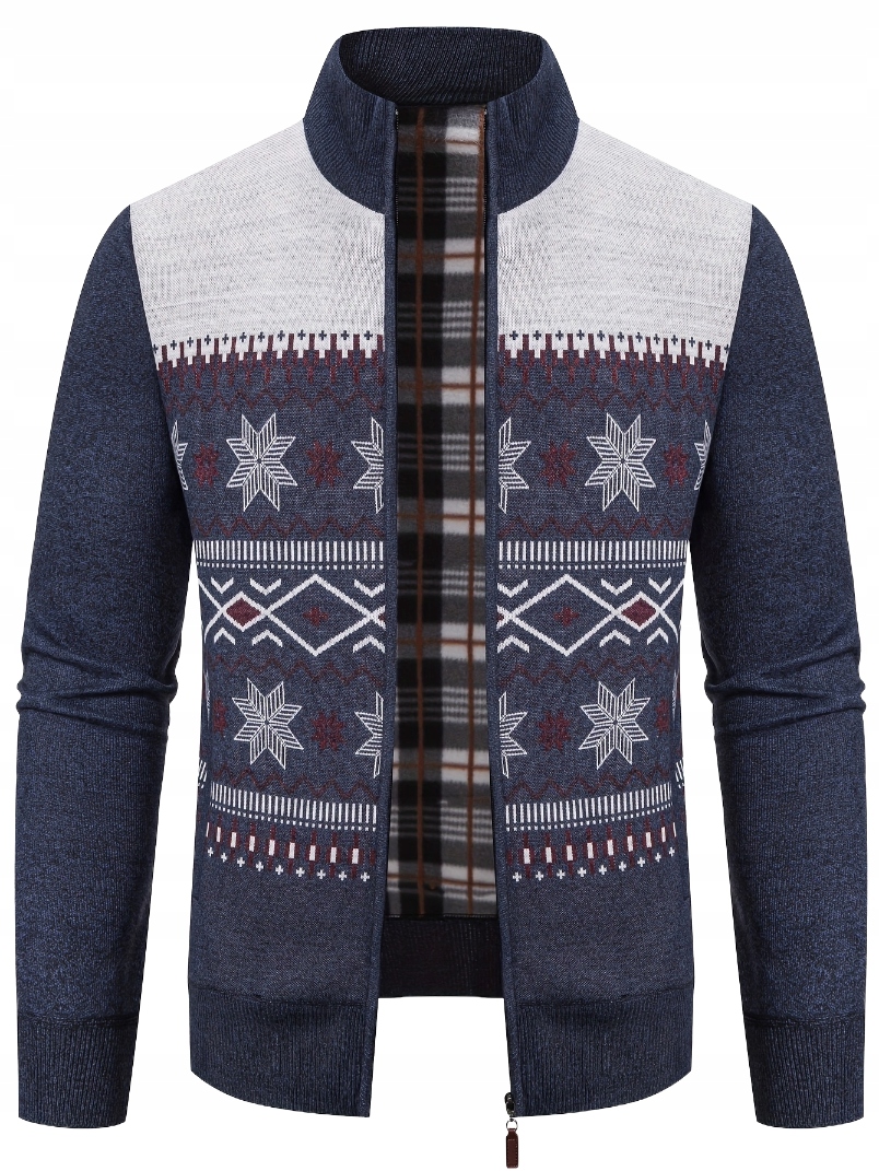 CIEPŁY SWETER MĘSKI ROZPINANY NA ZAMEK OCIEPLANY ŚWIĄTECZNY • Cena ...