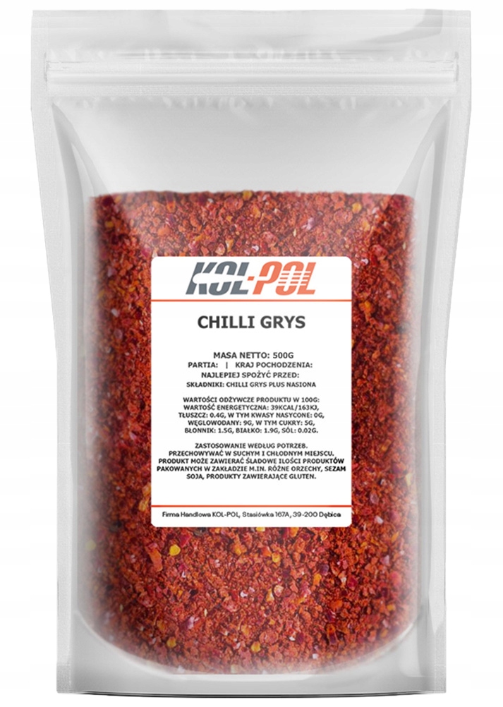Chilli grys 500g Papryka ostra chili wysoka jakość | Kol-Pol ...