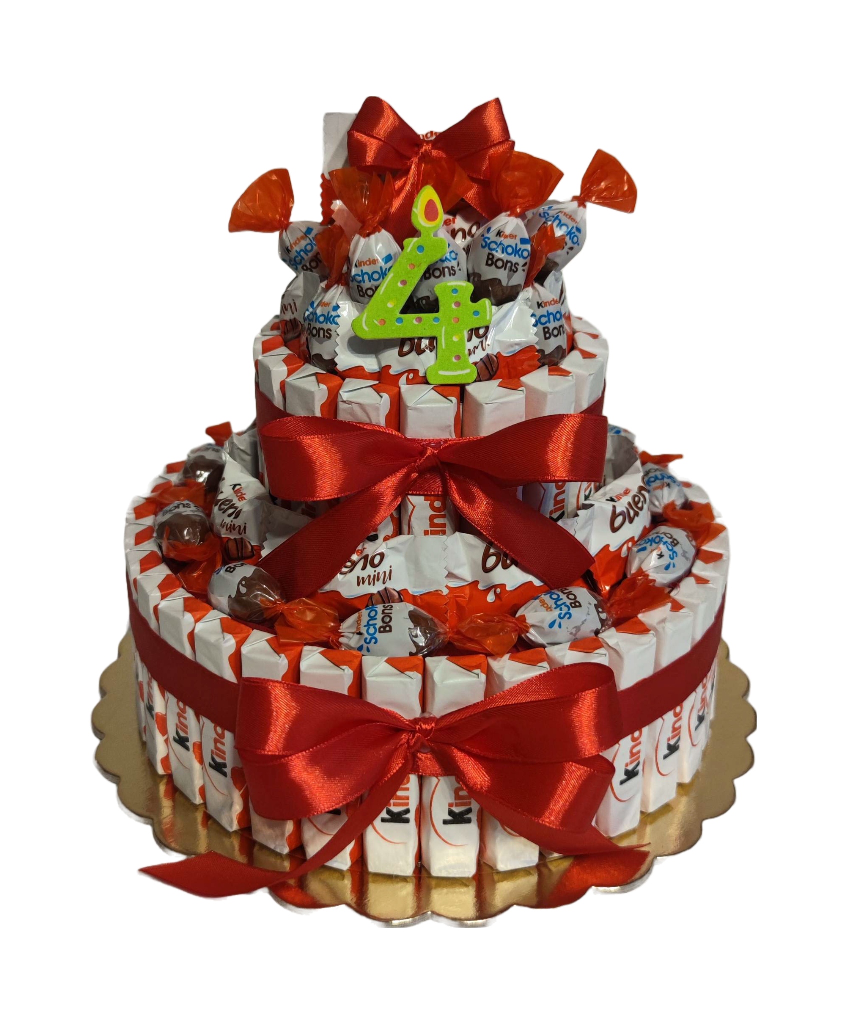 Nibytorcik Tort ze słodyczy Kinder, Schoko Bons, Bueno Mini, urodziny ... Nibytorcik Tort ze słodyczy Kinder, Schoko Bons, Bueno Mini, urodziny ...