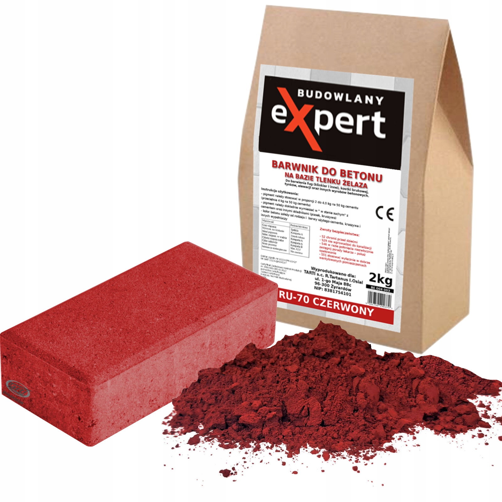 PIGMENT BARWNIK DO BETONU RU-70 CZERWONY 2KG (barwnik pigment do betonu ...