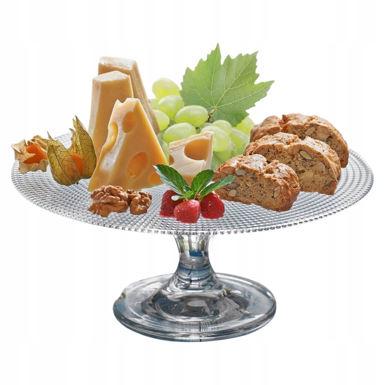 PATERA TÁLALÓ LÁBON SÜTEMÉNY TORTA GYÜMÖLCS DÍSZÜVEG 27,5 CM VASTAG ...