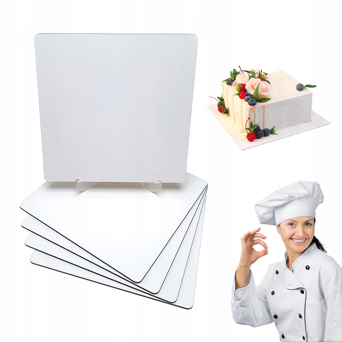Podkład pod tort KWADRAT 24 cm MEGA SZTYWNY MDF HDF Biały Brand4Cake ... Podkład pod tort KWADRAT 24 cm MEGA SZTYWNY MDF HDF Biały Brand4Cake ...