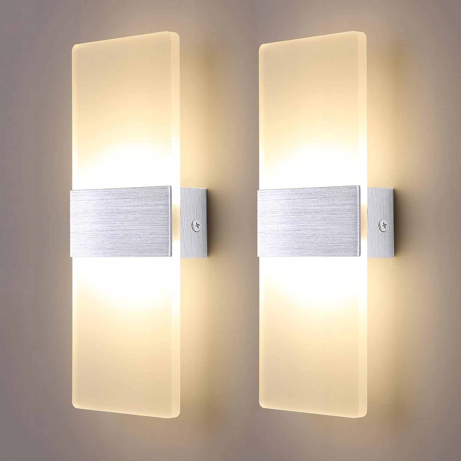 2x kinkiet scienny led kinkiety scienne wewnetrzny biały 12W 3000K ...